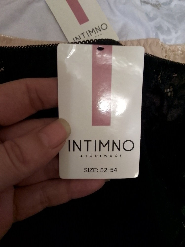 Комплект трусов Женский INTIMNO слипы Хлопок, Спандекс черный, размер 46, 48 Средняя Кружево ...