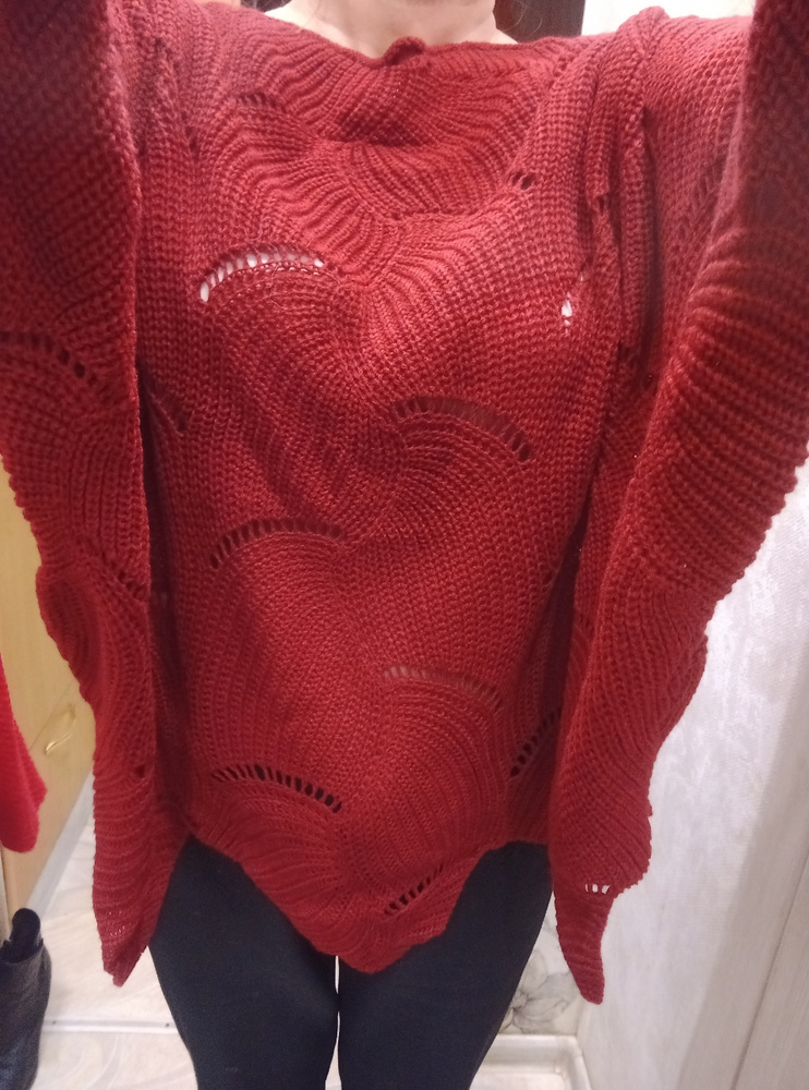 Свитер Женский MOOCIE синий Нитрил, размер 56 Без застежки Рюши оверсайз Длинный Однотонный ...