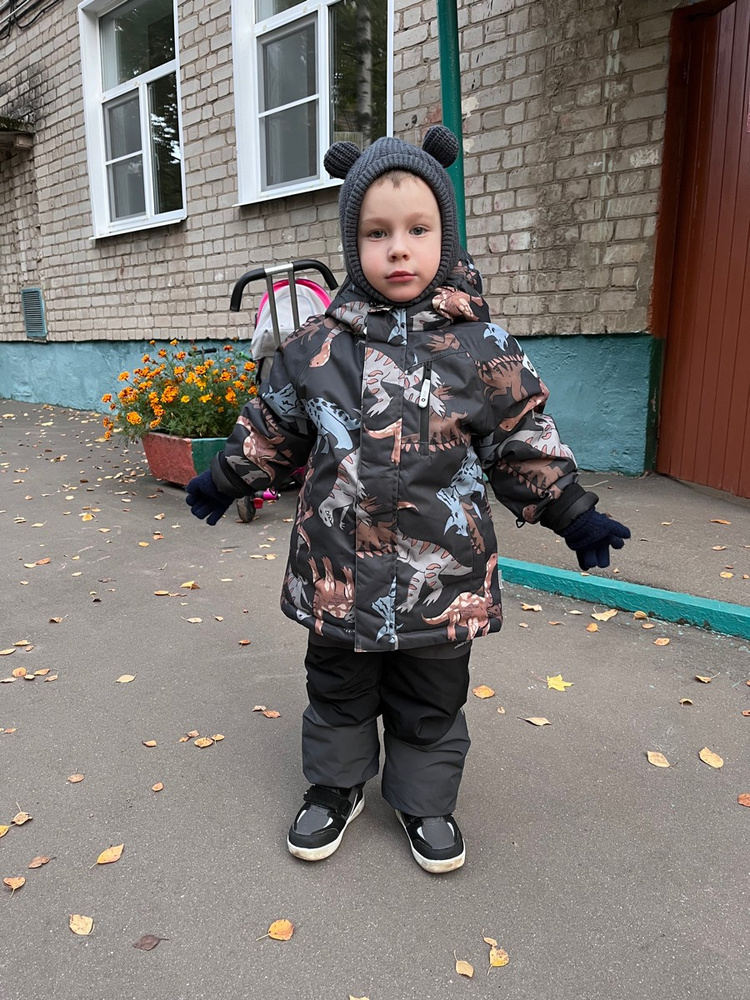 Куртка Мальчики SELA Светоотражающие элементы темно-серый, размер 116 Демисезон прямой ...