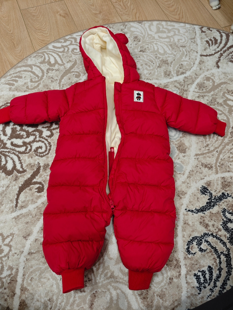 Комбинезон утепленный Девочки, Мальчики Uniqlo, размер 90, рост 76-86 красный Демисезон ...