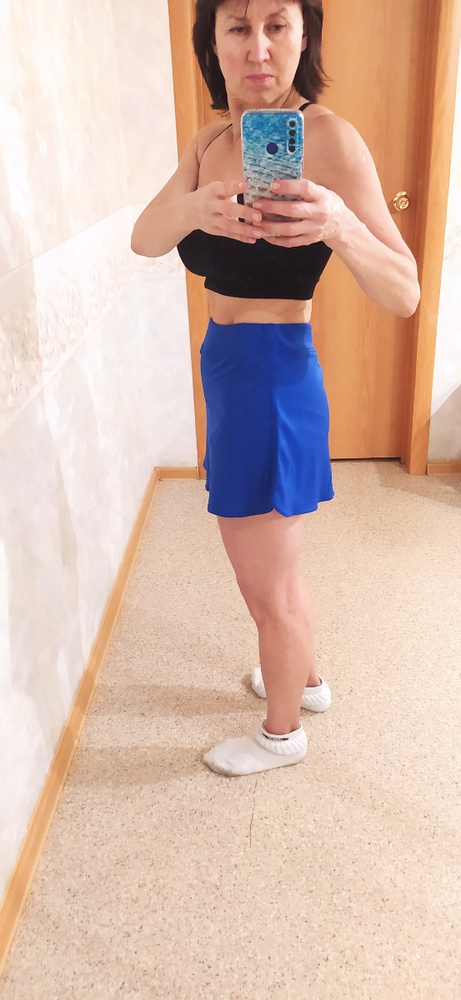 Юбка Женский RB REBORN темно-синий Полиэстер прямая, юбка-шорты, размер 50 Без застежки Мини ...