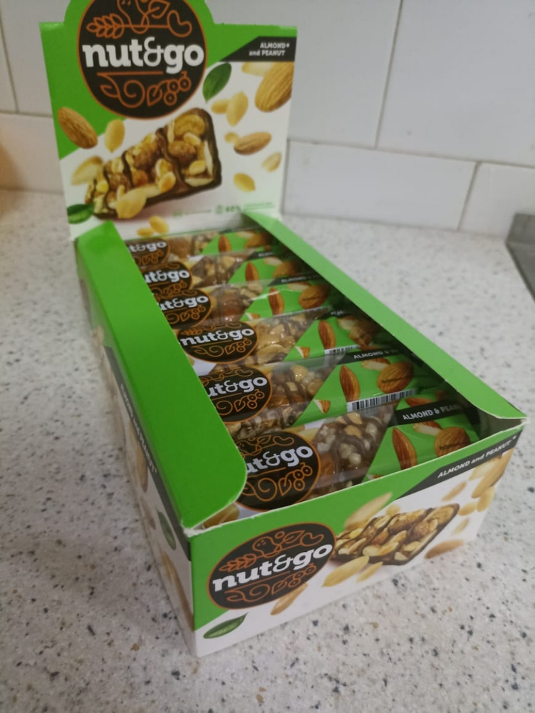 Батончики злаковые Nut and Go со вкусом банана и арахиса 18шт/42гр ...