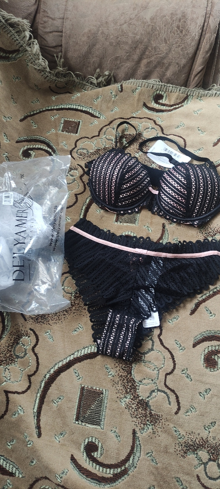 Комплект белья Женский Delyamer зеленый Крючки бразильяна Полиамид, Спандекс Кружево, размер 75C ...