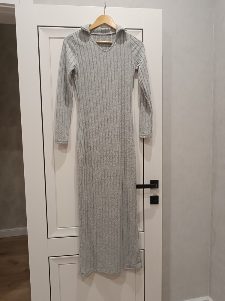 Платье Женский MOOCIE серый Повседневный Длинный Полиэфирное волокно, размер 42 облегающий ...