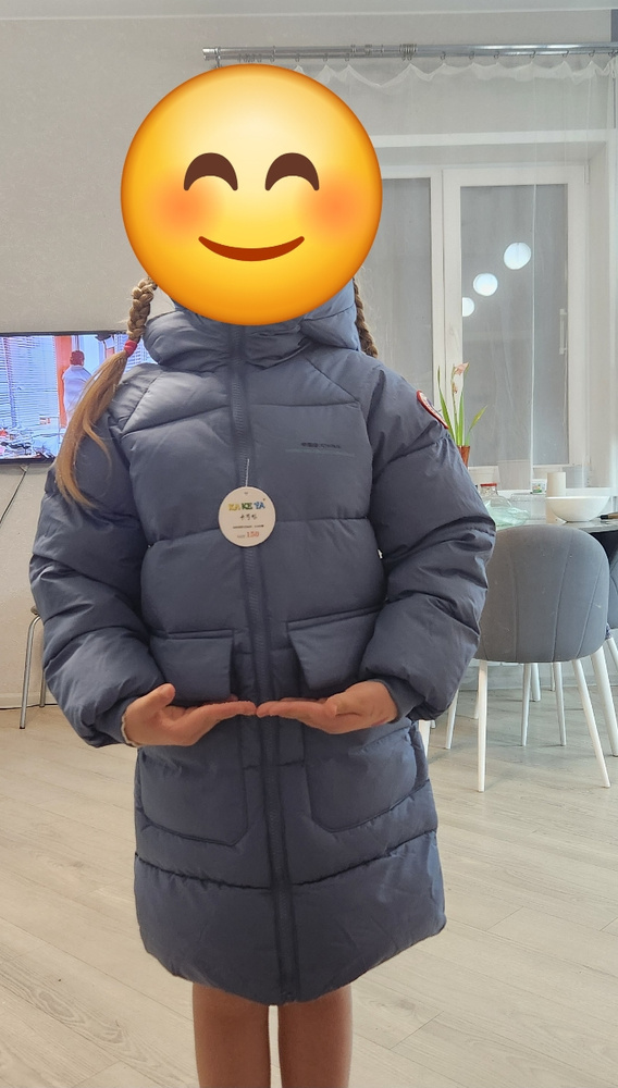 Пуховик Девочки, Мальчики CREANOVA белый капюшон Breathable, размер 150 Длинный Зима Китай ...