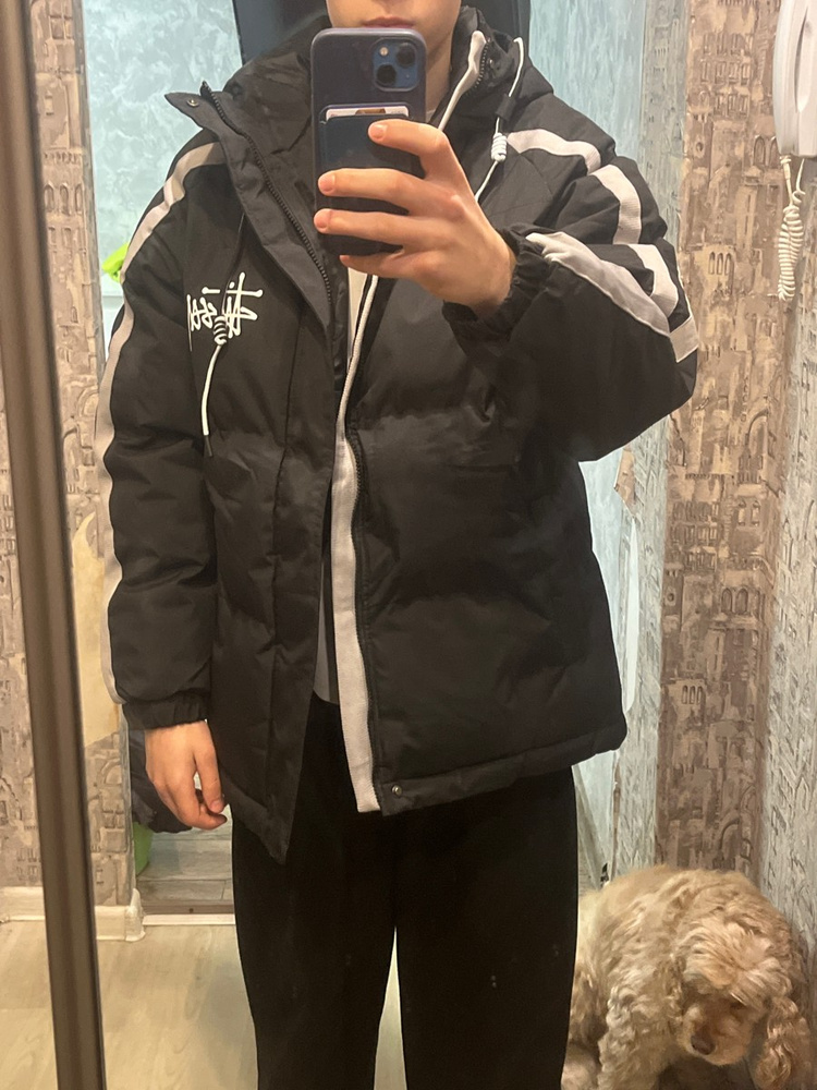 Куртка Женский, Мужской Stussy кофейный пиджачный Полиэстер FR, размер 50 Средний пуховик-одеяло ...