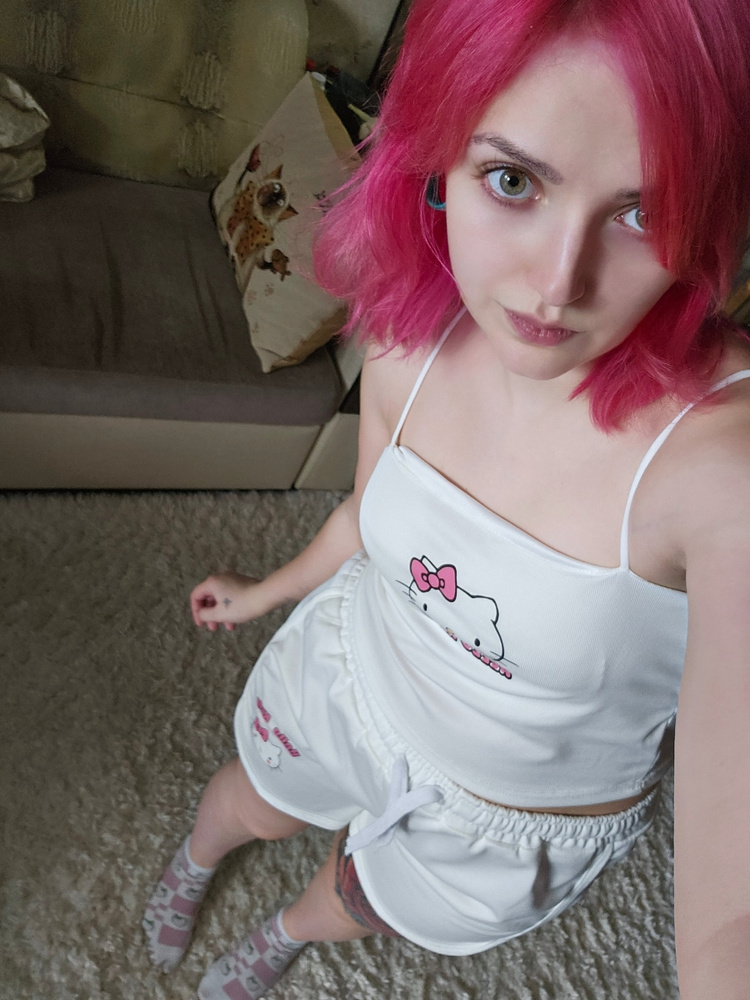 Комплект одежды Женский SYJWY Повседневный с шортами белый, размер 44 Лавсан Животные Погоны ...