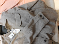 Рубашка Мужской MANGO Man серо-коричневый Длинный Шерсть, Полиэстер, размер 46, 48 Камбоджа ...