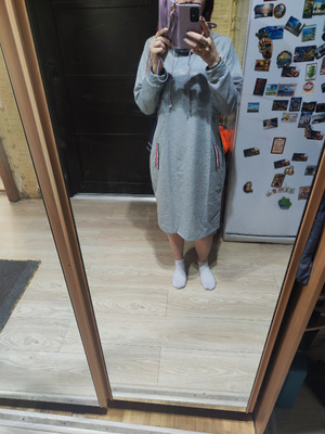 Платье Женский Yrtoes серый годе Повседневный Длинный Политекс Шнуровка, размер 44 Пояс оверсайз ...