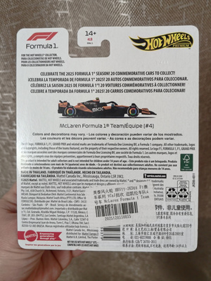 Машинка Hot Wheels premium F1 McLaren Formula 1 Team 4 HRV11 26J купить ...