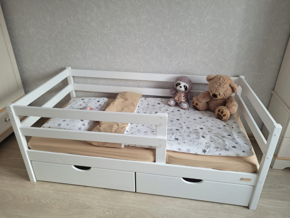 Кровать детская 160х80 с ящиками, с бортиком и матрасом от 3 лет ...