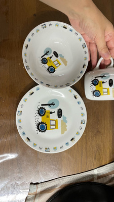 Daniks Набор детской посуды керамика 3 предмета для кормления, Трактор купить на OZON по низкой ...