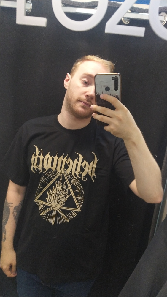 Футболка Мужской RockUp черный Короткий, размер 44, 46 Хлопок Логотип прямой Повседневный Россия ...