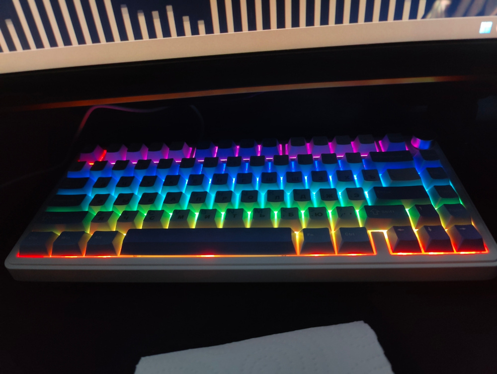 Клавиатура игровая Attack Shark M86 Cheese White RGB (RUS), беспроводная, 80 кнопок, HotSwap ...