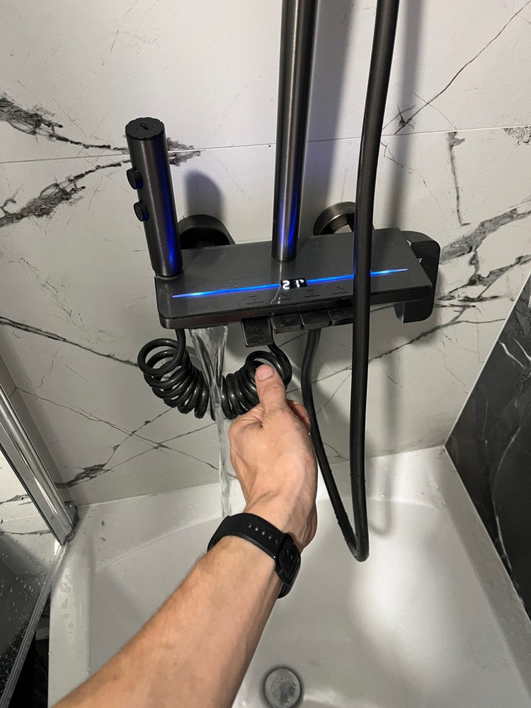 SHAMUA Душевой комплект душевая кабина с подсветкой светло-серый ...