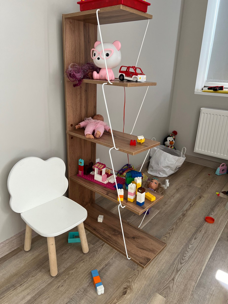 Стеллаж 65/25/130_ЛДСП Белый / Скобы Белый матовый, 65х25х130 см ...