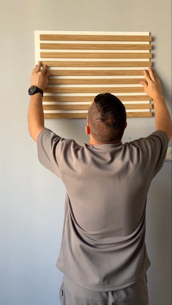 Стеновые панели реечные Дуб на черном натуральный шпон рейки декоративные на стену 680х505 4