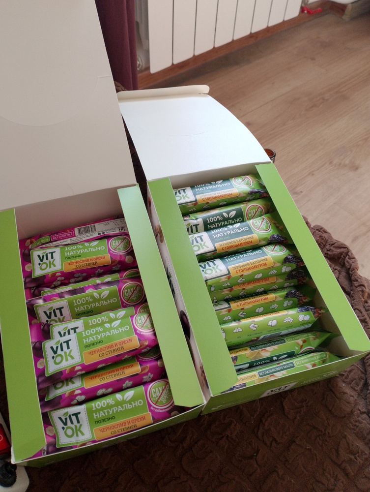 Батончик Vitok полезный 100% натуральный неглазированный Чернослив и орехи без сахара, 18 шт по ...