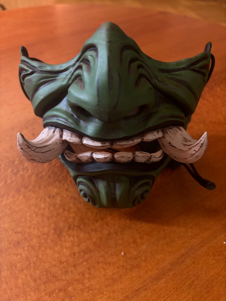 Маска японского Демона они (Oni) с клыками / Полумаска самурая на лицо ...