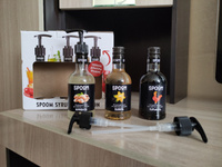 Набор сиропов Spoom для кофе Ваниль, Карамель, Миндаль в фирменной упаковке (3 шт по 330 г / 250 ...