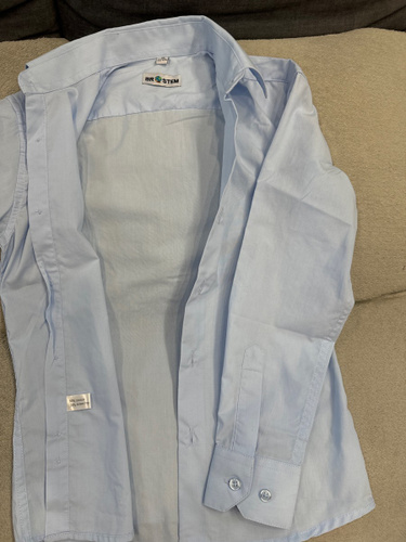 Рубашка Мальчики Brostem голубой Длинный Хлопок, Полиэстер Однотонный, размер 122 приталенный ...