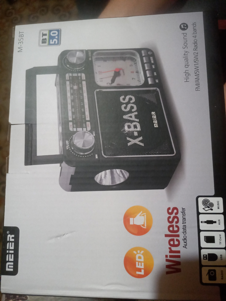 Радиоприемник Meier M-35BT с часами, фонариком и Bluetooth, черный купить по низкой цене с ...