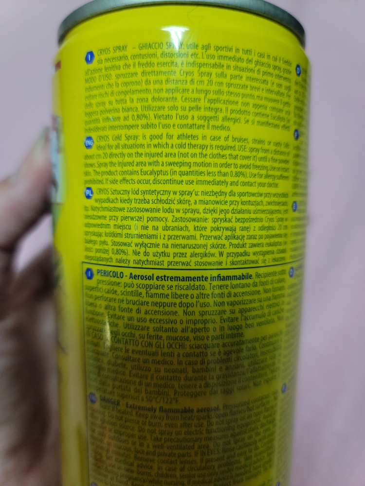 Спрей заморозка спортивная CRYOS SPRAY, 400 мл, Италия — купить в ...