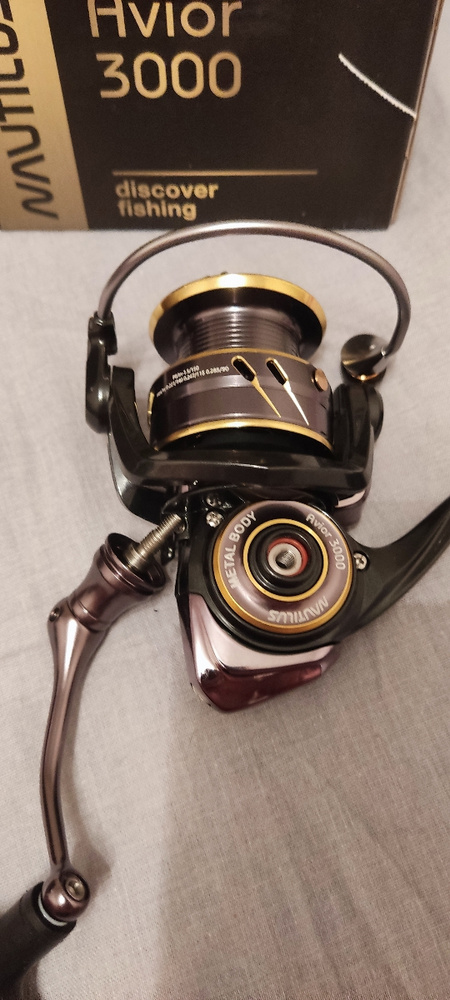 Катушка Nautilus Avior_серый металлик_черный_золотой, Безынерционная, 3000, Передний фрикцион ...