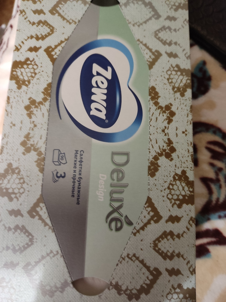 Салфетки Бумажные в коробке Zewa Deluxe Дизайн, 3 слоя, 90 шт. - купить ...