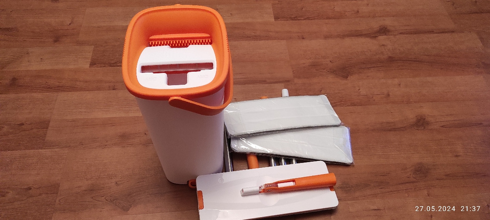 Швабра с отжимом и ведром для мытья полов, комплект для уборки PURO ...