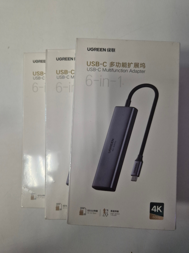 USB HUB с Type-C UGREEN CM511 (15596), USB-C+PD, HDMI, 3*USB 3.0, серый ...