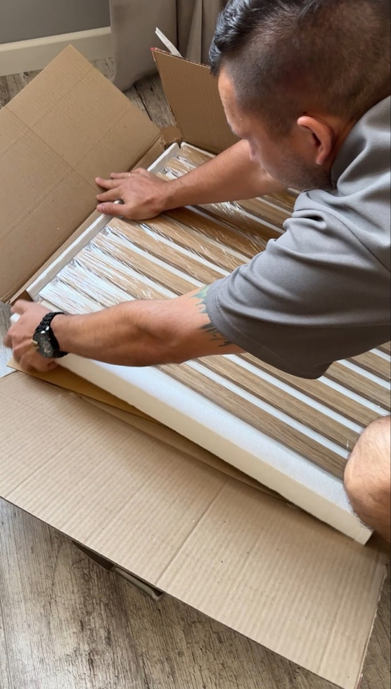 Стеновые панели реечные Дуб на черном натуральный шпон рейки декоративные на стену 680х505 4