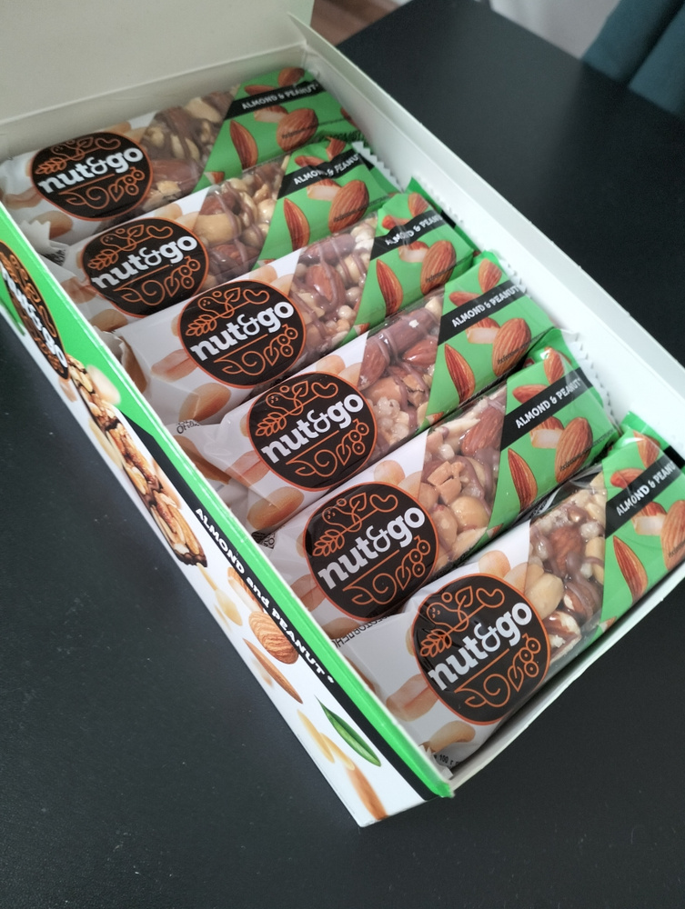 Миндальный батончик NUT N GO с арахисовой пастой 36 г (упаковка 18 шт ...