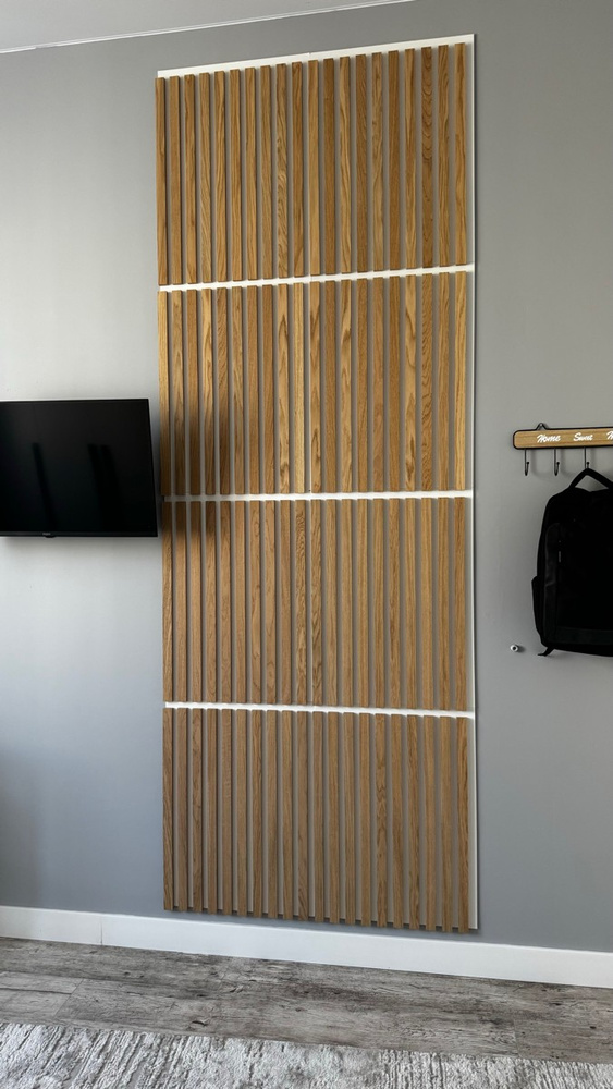 Стеновые панели реечные Дуб на черном натуральный шпон рейки декоративные на стену 680х505 4