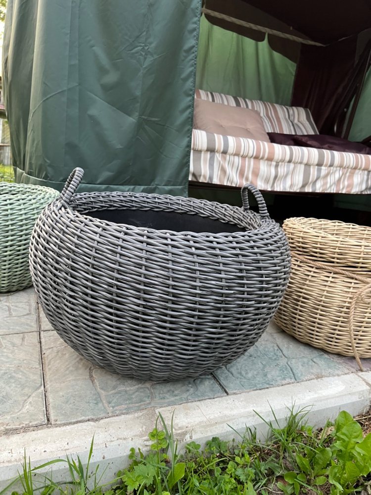 Кашпо для цветов из искусственного ротанга 45 л . купить на OZON по низкой цене (1436321355)