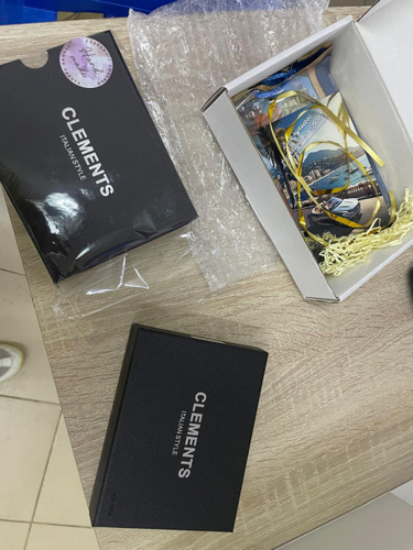 Портмоне мужское из натуральной кожи + подарочный набор, чёрный - Clements - купить с доставкой ...