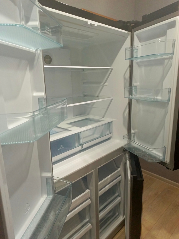 Холодильник Ginzzu NFK-575, cross door, белое стекло, inverter купить на OZON по низкой цене ...