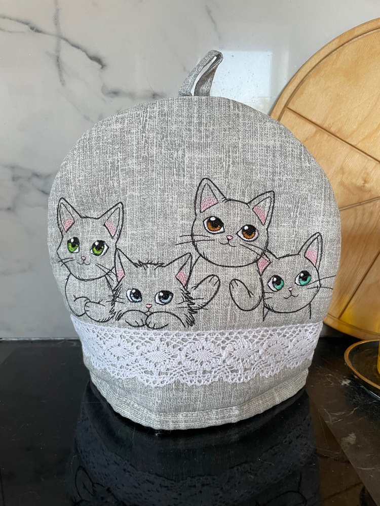 Грелка на чайник, 25x29, 1 шт, серый, Хлопок, Рогожка по низкой цене с доставкой в интернет ...