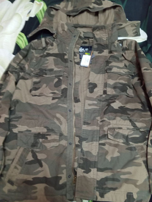 Ветровка Мужской M65 CASUAL Воротник, Капюшон оливковый капюшон Хлопок, размер 52 Длинный ...