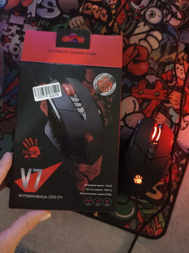 Игровая мышь проводная A4Tech V7_V8M_V9M_V8 V7, черный, красный ...