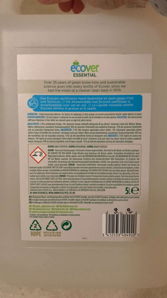 Ecover Экологичная жидкость для мытья посуды Лимон (ECOCERT) Essential 5 л купить на OZON по ...