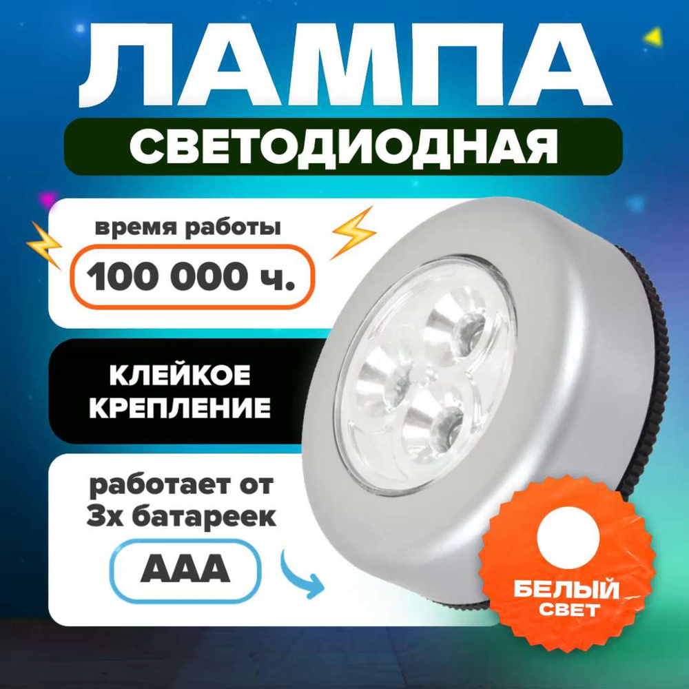 Купить Лампа настенная светодиодная, светильник на батарейках ...