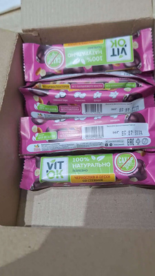 Батончики Vitok ассорти полезные 100% натуральные неглазированные без сахара злаковые и фруктово ...