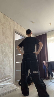 Джинсы Мужской JNCO алый, черный Полиэстер, Хлопок, размер 50 Вышивка ...
